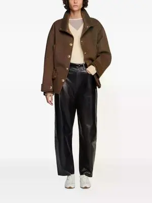 Sandro Double-faced Wool Standing Collar Coat - Brown