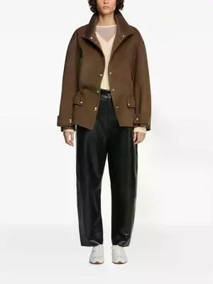 Sandro Double-faced Wool Standing Collar Coat - Brown