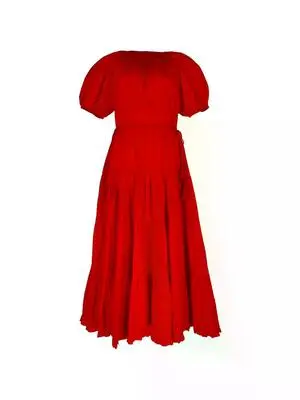 Ulla Johnson Puffed-sleeve Tiered Dress - Red
