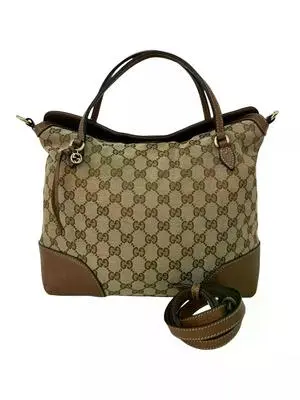 Gucci 2016-2026 Medium Gg Canvas Bree Fold Over Tote Satchel - Neutrals