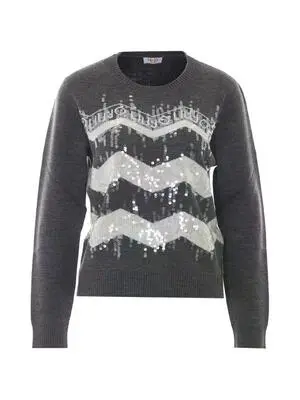 Liu Jo Sequin-embellished Chevron-pattern Sweater