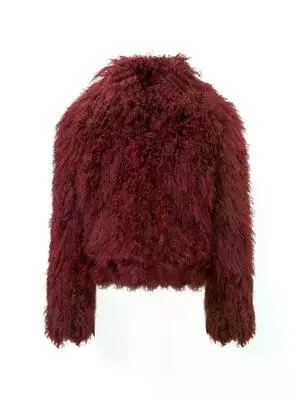MARTHA LOUIS Mongolian-fur Cropped Jacket - Red