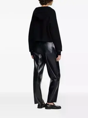 Sandro Hooded Cardigan With Leather Trim