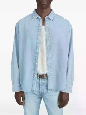 FRAME Faded-effect Long-sleeve Denin Shirt - Blue