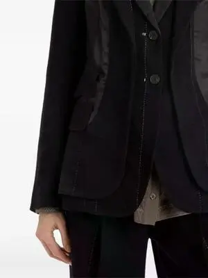 High Zig-zag Panelled Contrast-lapel Blazer