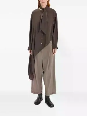 High Warble Pussy-bow Asymmetric Shirt