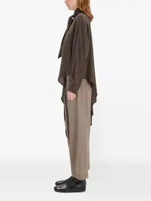 High Warble Pussy-bow Asymmetric Shirt