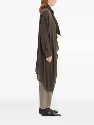 High Warble Pussy-bow Asymmetric Shirt