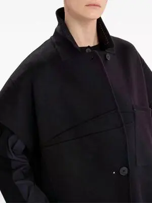 High Contrast-stitch Short-sleeved Cape