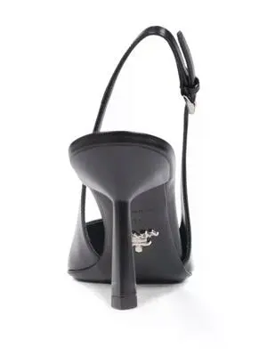 Prada Brushed Leather Pointed Toe Slingback Pumps