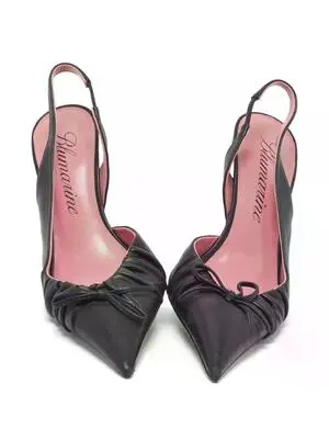 Blumarine Leather Pointed Toe Bow Detail Slingback Pumps