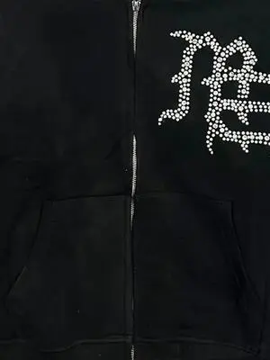 Mixed Emotion Embellished Zip-up Hoodie