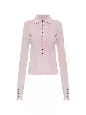 Jacquemus The Merino Long-sleeve Polo Shirt - Pink