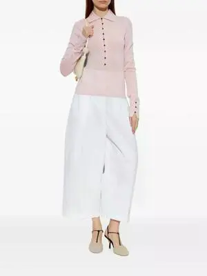 Jacquemus J" Embroidered Long-sleeve Polo Shirt - Pink