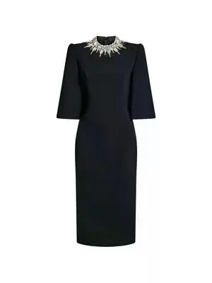 Jenny Packham Bibi Crystal-embellished Flared-sleeve Dress
