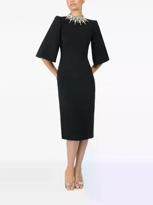 Jenny Packham Bibi Crystal-embellished Flared-sleeve Dress