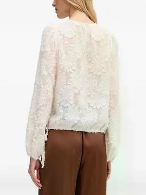 OUI Fringed Puff-sleeve Blouse