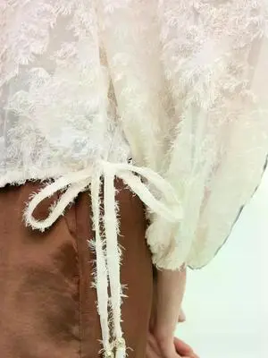OUI Fringed Puff-sleeve Blouse