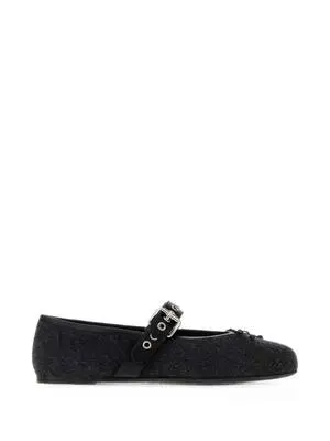 Miu Miu Buckle-strap Wool Ballet Flats