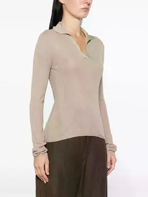 Max Mara Ribbed-knit Polo Sweater