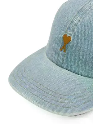 AMI Paris Denim Cotton Cap - Blue