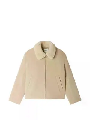 Sandro Shearling-collar Zip-up Jacket - Neutrals