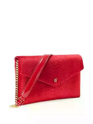 Elisabetta Franchi Velvet Shoulder Bag With Crocodile Print