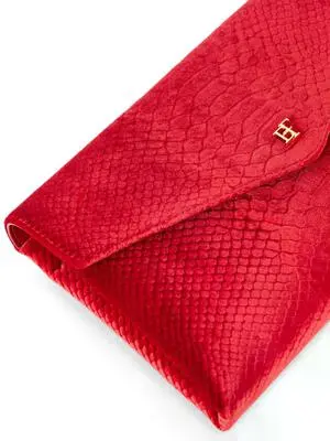 Elisabetta Franchi Velvet Shoulder Bag With Crocodile Print