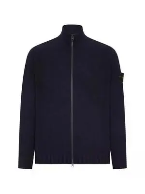 Stone Island Logo-patch Zip-up Sweater - Blue