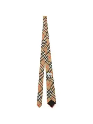 Burberry Wool Cashmere Check Tie - Neutrals
