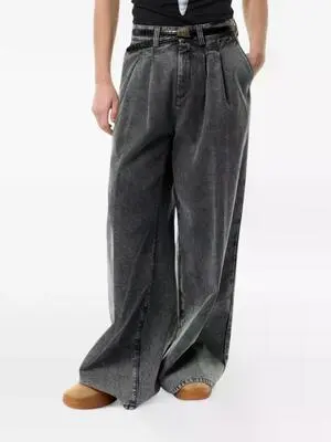 ERL Pleated Wide-leg Jeans - Black