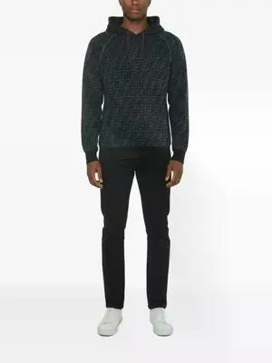 Fendi Zucca Print Drawstring Hoodie - Green