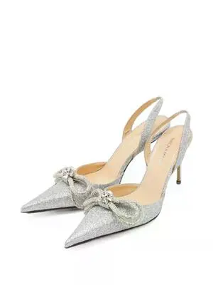 Mach & Mach Double Bow Glitter Slingback Pumps