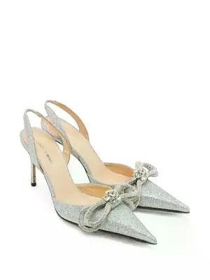 Mach & Mach Double Bow Glitter Slingback Pumps
