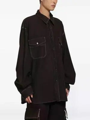 UMA WANG Tavis Contrast-stitch Oversized Shirt
