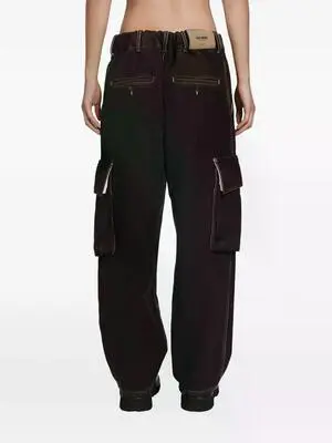 UMA WANG Paxton Cargo Pants With Contrast Stitching - Brown