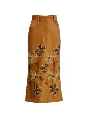 SILVIA TCHERASSI Silvia Tcherassi Floral Embroidered Midi Skirt