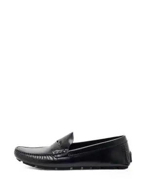 LOUIS VUITTON Logo-embossed Leather Loafers - Black