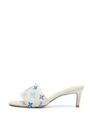 LOUIS VUITTON Revival Monogram Leather Heeled Sandals - White