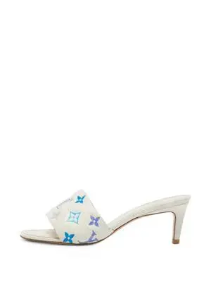 LOUIS VUITTON Revival Monogram Leather Heeled Sandals - White