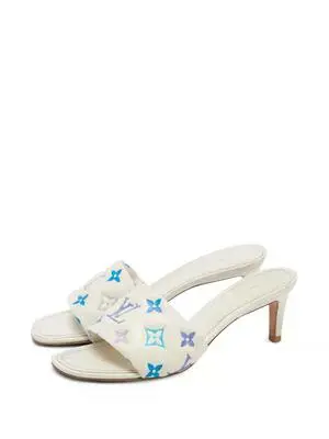 LOUIS VUITTON Revival Monogram Leather Heeled Sandals