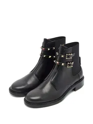 Valentino Garavani Rockstud Buckled Ankle Boots - Black