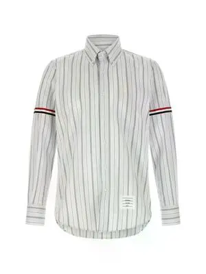 Thom Browne Poplin Hairline Stripe Shirt With Armbands - Grey