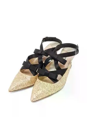 Miu Miu Bow-embellished Pointed-toe Mules