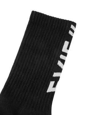 EVISU Logo-intarsia Ribbed-knit Socks