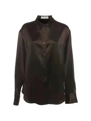 THE FRANKIE SHOP Satin-finish Long-sleeve Shirt - Brown