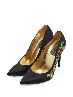 Versace Embroidered Pointed-toe Pumps