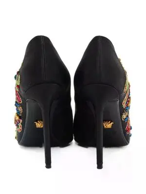Versace Embroidered Pointed-toe Pumps
