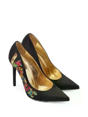 Versace Embroidered Pointed-toe Pumps