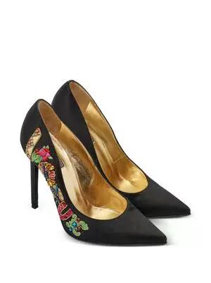 Versace Embroidered Pointed-toe Stiletto Pumps